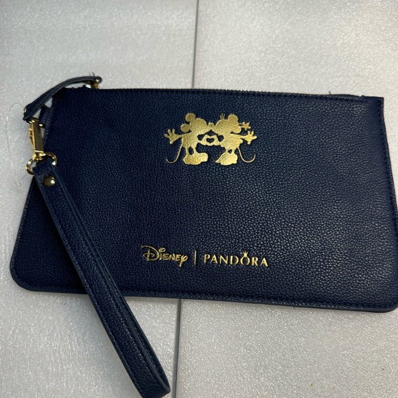 Disney | Bags | Disney Pandora Wristlet Mickey Minnie Mouse Blue Gold ...
